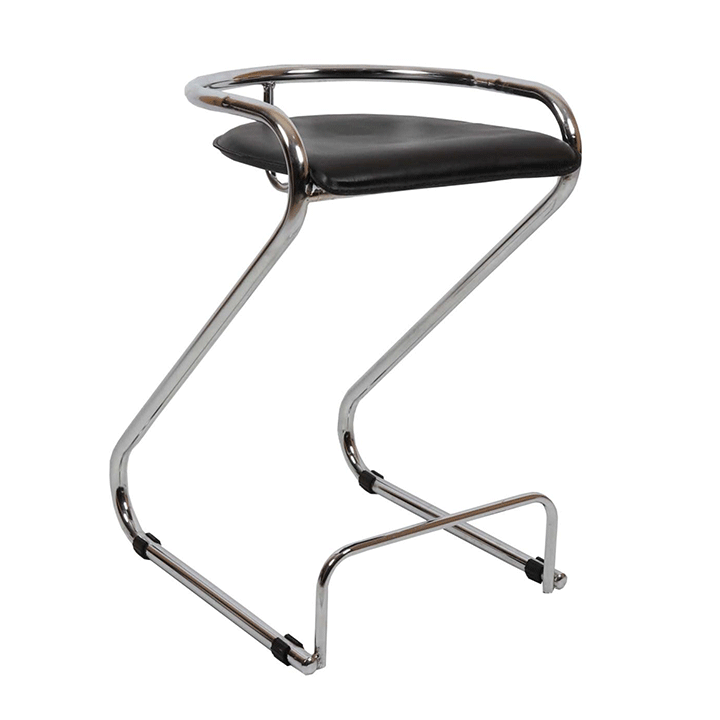 MOBEL MM-BS-624 BAR STOOL WITH LEATHER CUSHION SEAT METAL LEGS